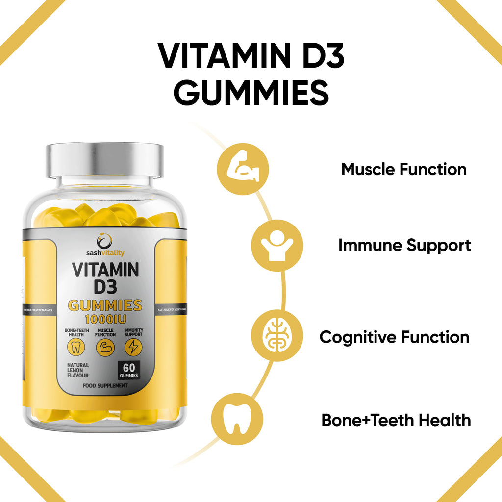 Vitamin D3 Gummies 1000 IU – 60 Tasty Vegetarian Gummies for Kids and ...